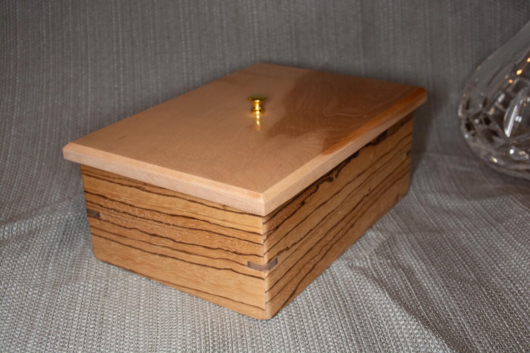 Zebrawood Keepsake/jewelry Box With Maple Lid - Etsy