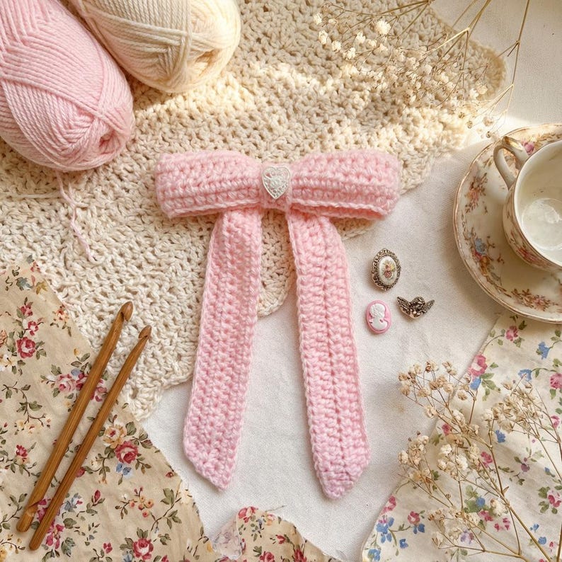 4 Easy Crochet Bow Patterns PDF | Coquette Aesthetic Hair Bow ...