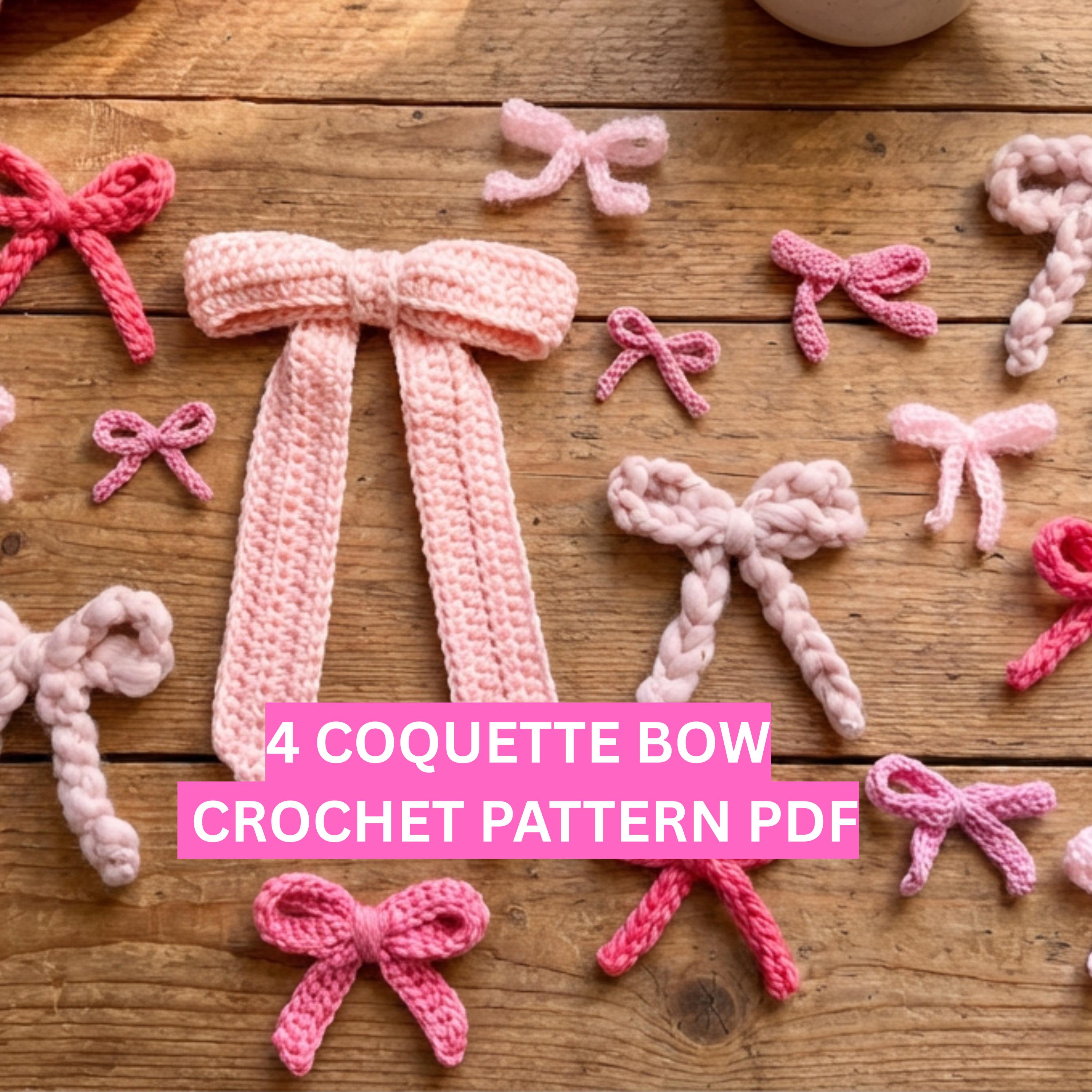 4 Easy Crochet Bow Patterns PDF | Coquette Aesthetic Hair Bow ...