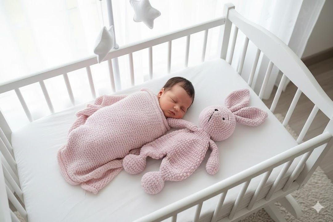 Handmade Crochet Bunny Lovey / Soft Sleep Companion / Baby Comfort Toy ...