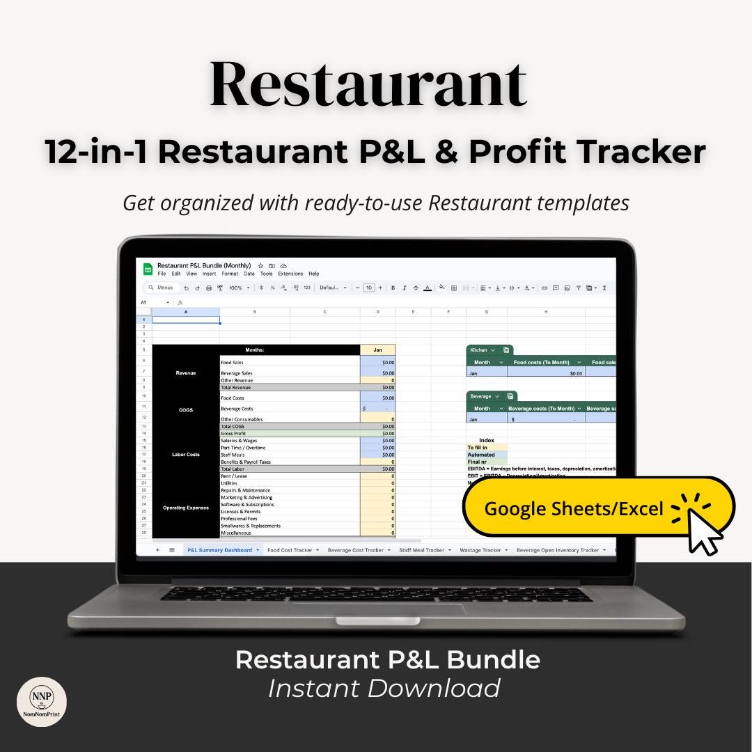 Restaurant P&L Tracker: 12-in-1 Staff, Inventory, and Weekly Schedule ...