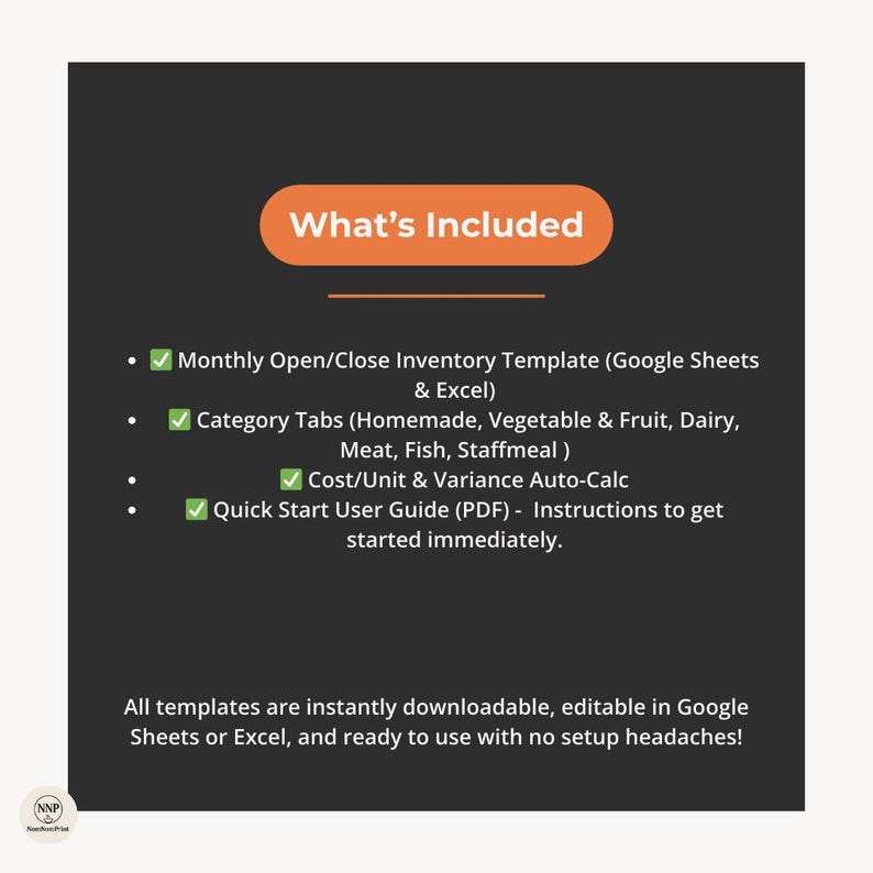 Restaurant Inventory Tracker Template Food Cost Control, Stock Count ...