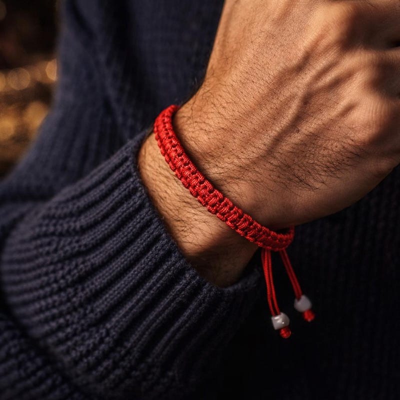Mens Dark Red Bracelet - Etsy