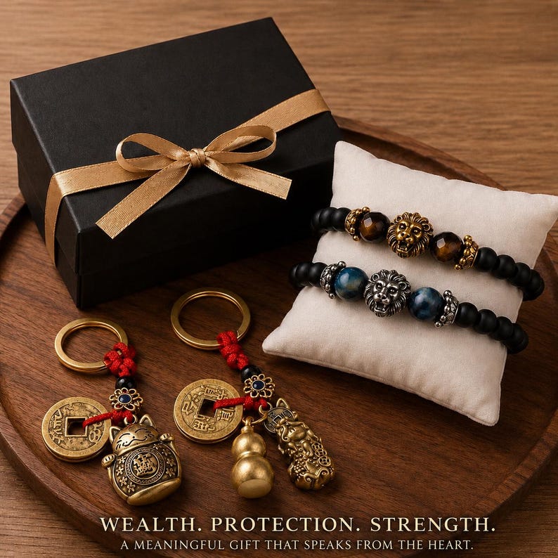 Lion Head Bracelet for Men, Wealth & Protection Bracelet, Tiger Eye ...