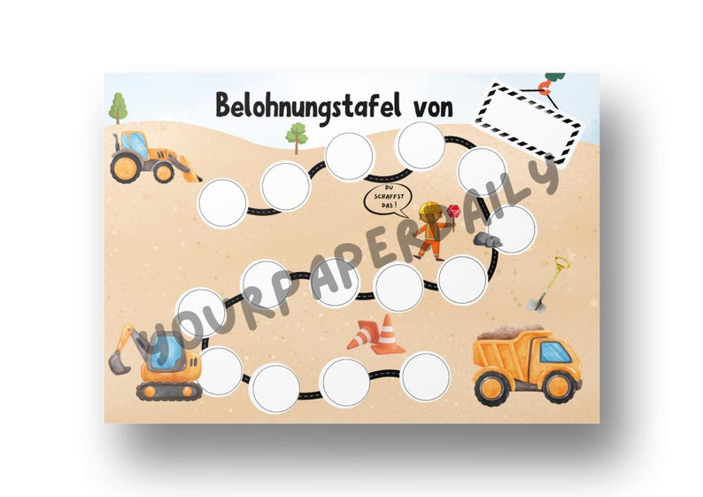 Construction Site Reward Chart for Children | Motivational Chart With ...