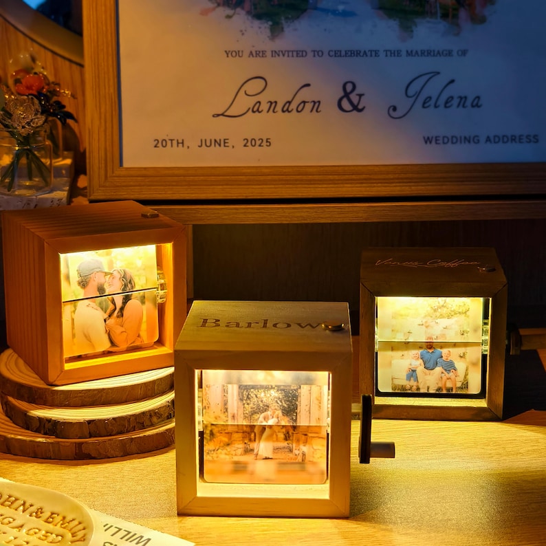 Custom Photo Flipbook Box, Hand-cranked Wooden Animation, Anniversary ...