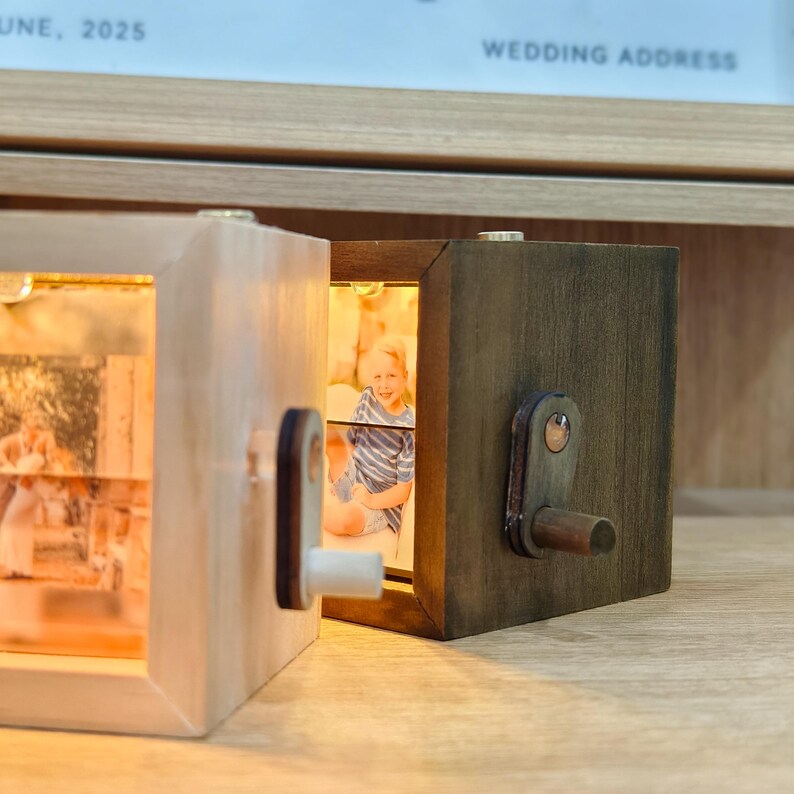 Custom Photo Flipbook Box, Hand-cranked Wooden Animation, Anniversary ...