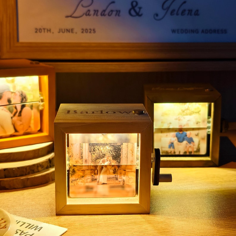 Custom Photo Flipbook Box, Hand-cranked Wooden Animation, Anniversary ...