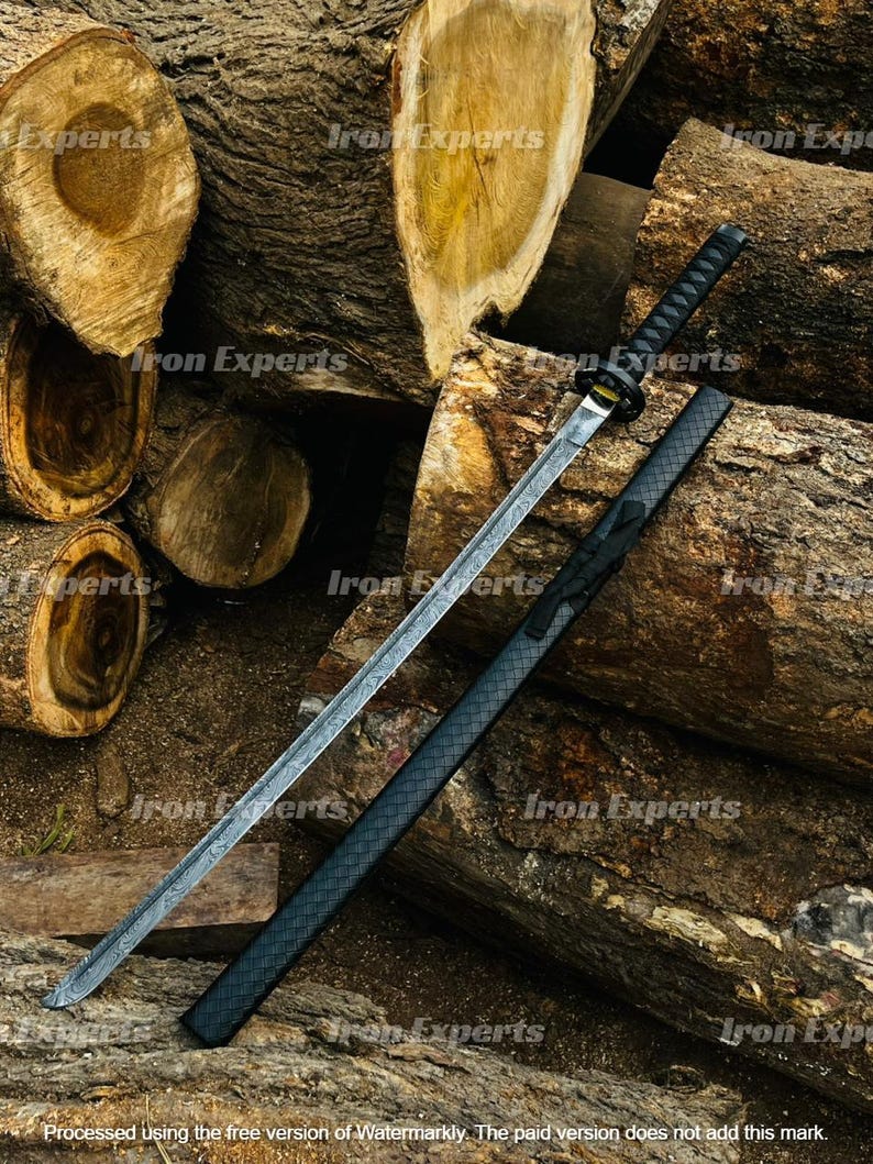 Hand Forged Damascus Katana – 39" Full Tang Samurai Sword With Scabbard ...