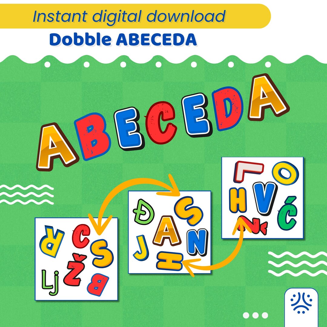 Dobble ABECEDA, Serbian Alphabet Learning Game, 30 Printable Cards for ...