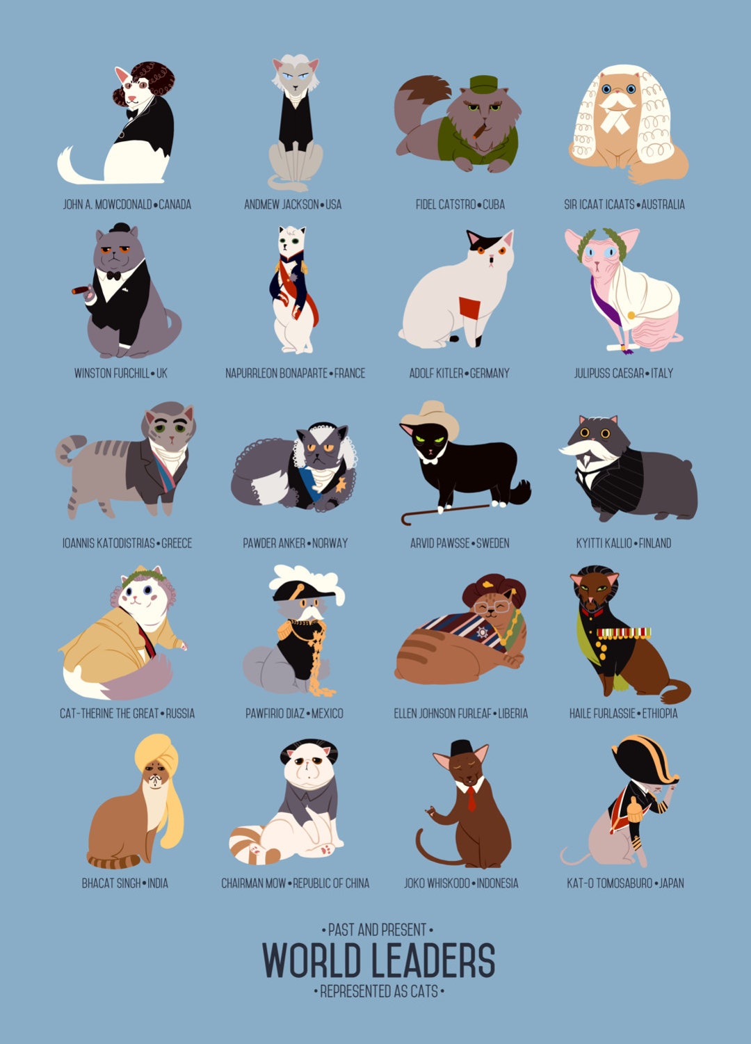 World Leader Cats Print (free Shipping) - Etsy