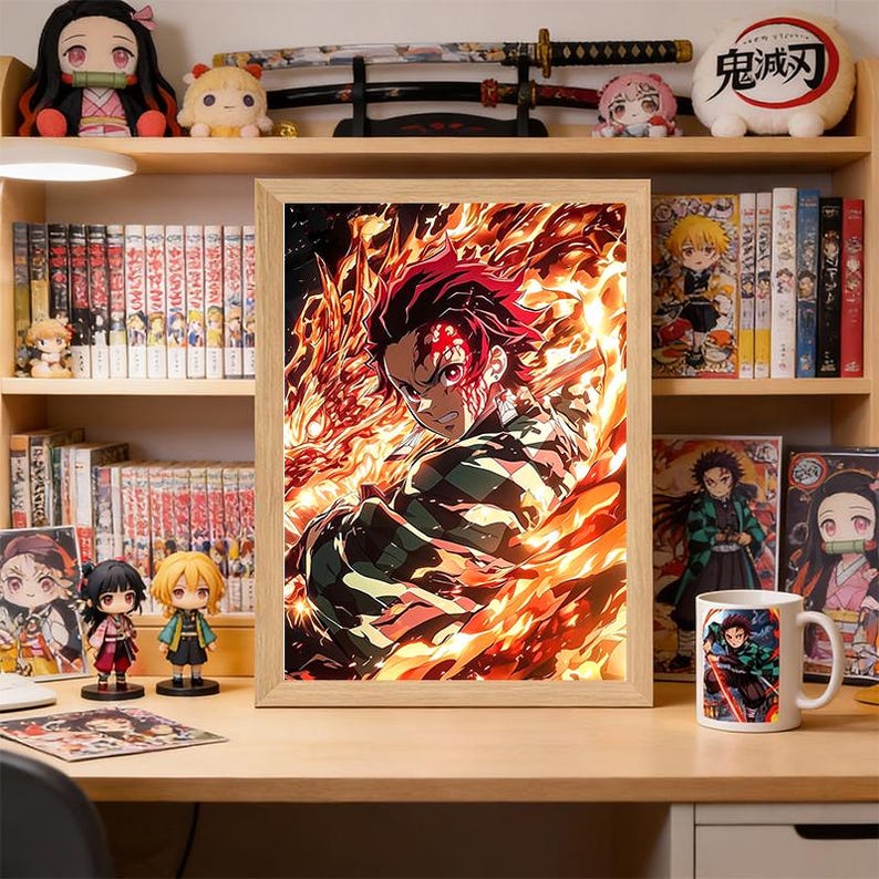 Tanjiro Flame Power Anime LED Light Box Lamp, Fire Style Night Light ...
