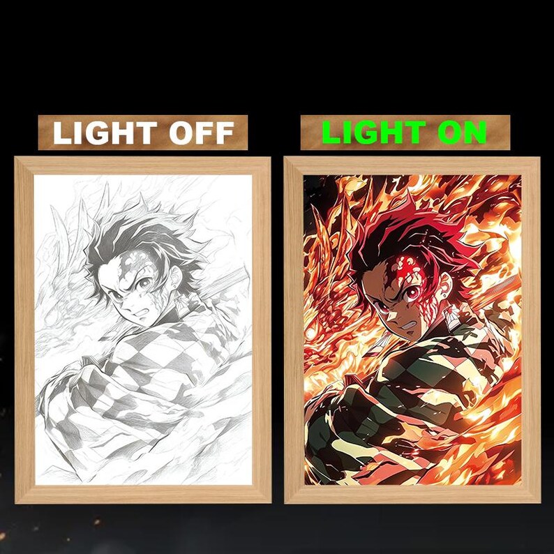 Tanjiro Flame Power Anime LED Light Box Lamp, Fire Style Night Light ...