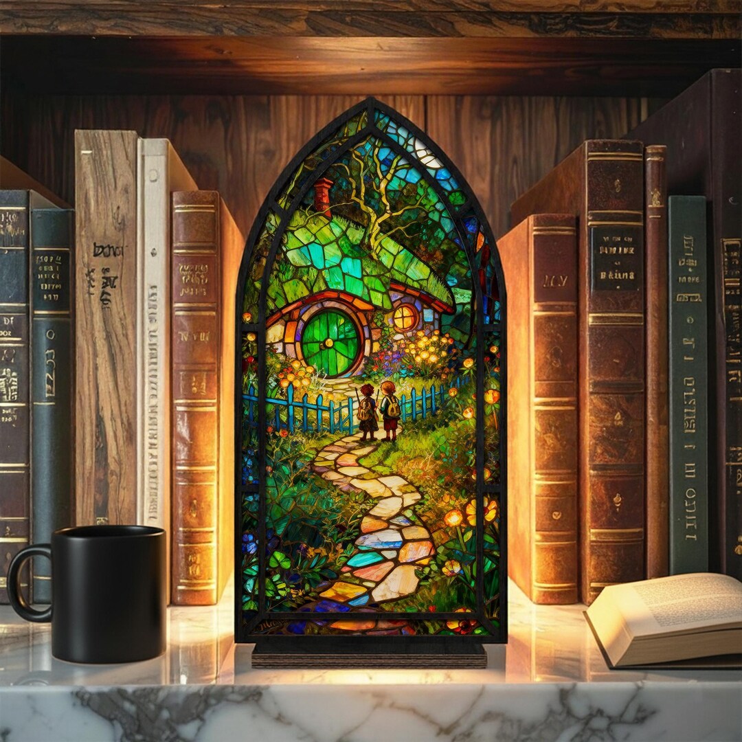 Fantasy Cottage Stained Glass Book Nook, Shire-style Window Lamp ...