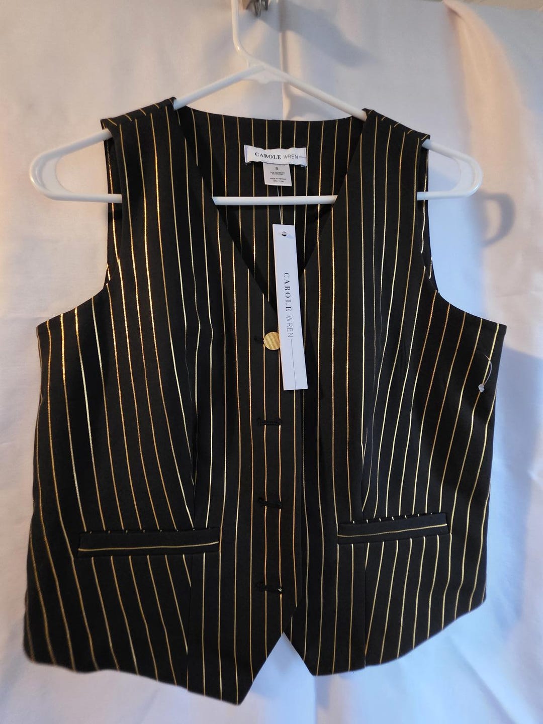 Carole Wren Women's Black and Gold Pinstripe Vest Size 5 - Etsy