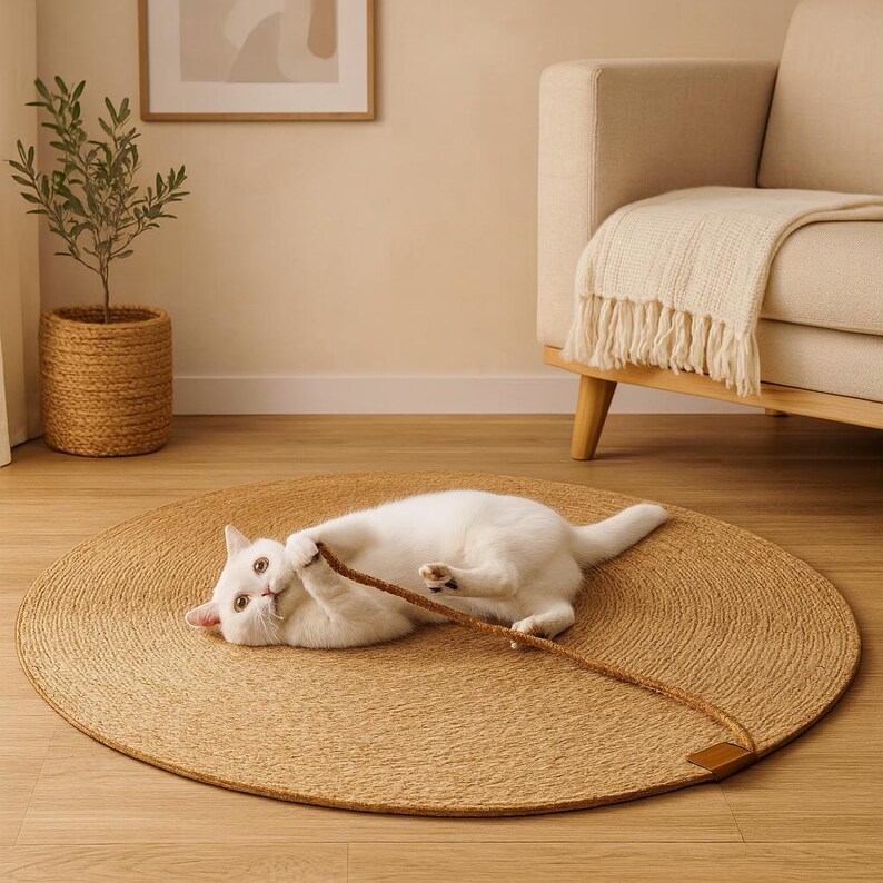 Natural Woven Cat Mat – Scratch-resistant Jute Rug for Cats ...