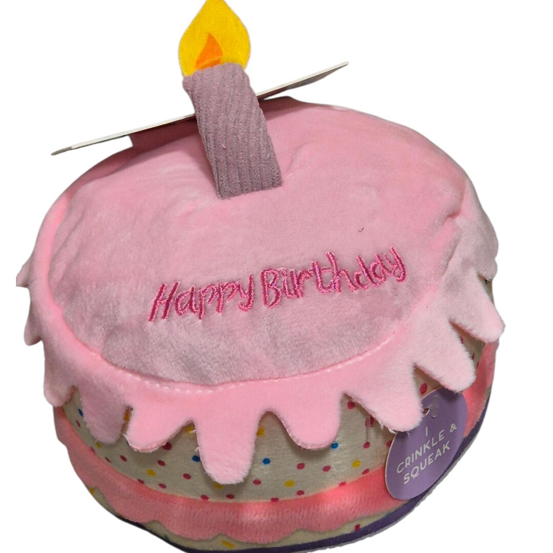 Birthday Cake It's My Birthday Crinkle & Squeak Soft Plush Dog Pet Toy ...