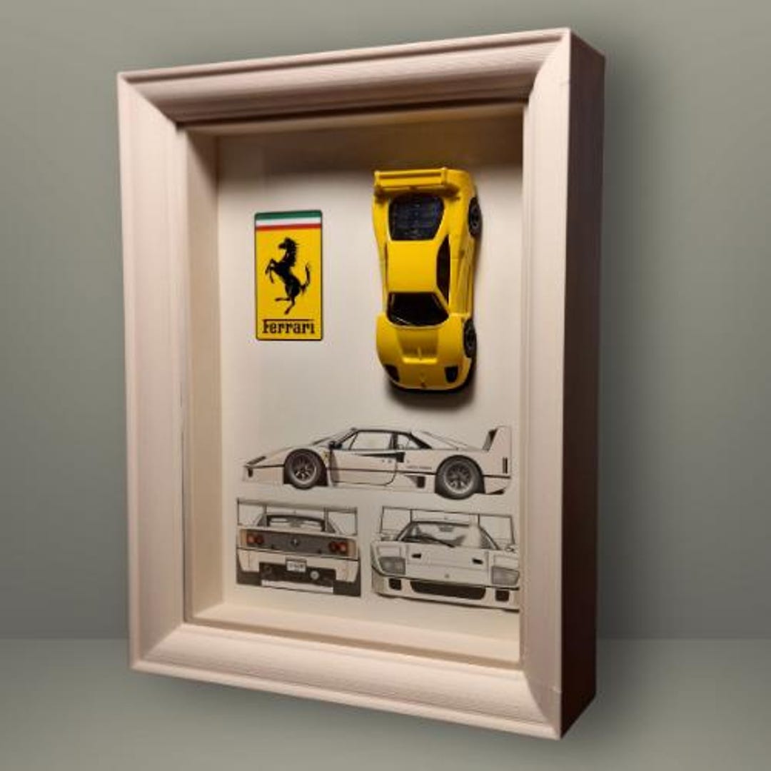 Ferrari F40 Shadow Box: Ręcznie Wykonany Odlewany Samochód Na ścianę - Etsy