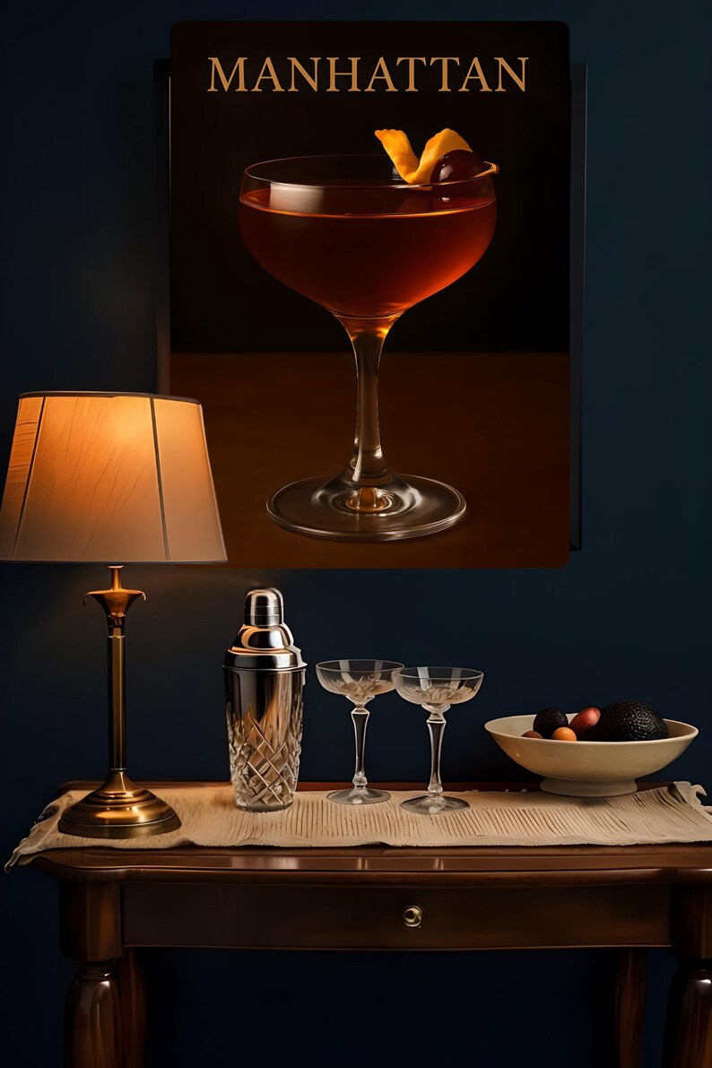 Elegant Manhattan Cocktail | Wall Art | Art Print | Home Decor ...