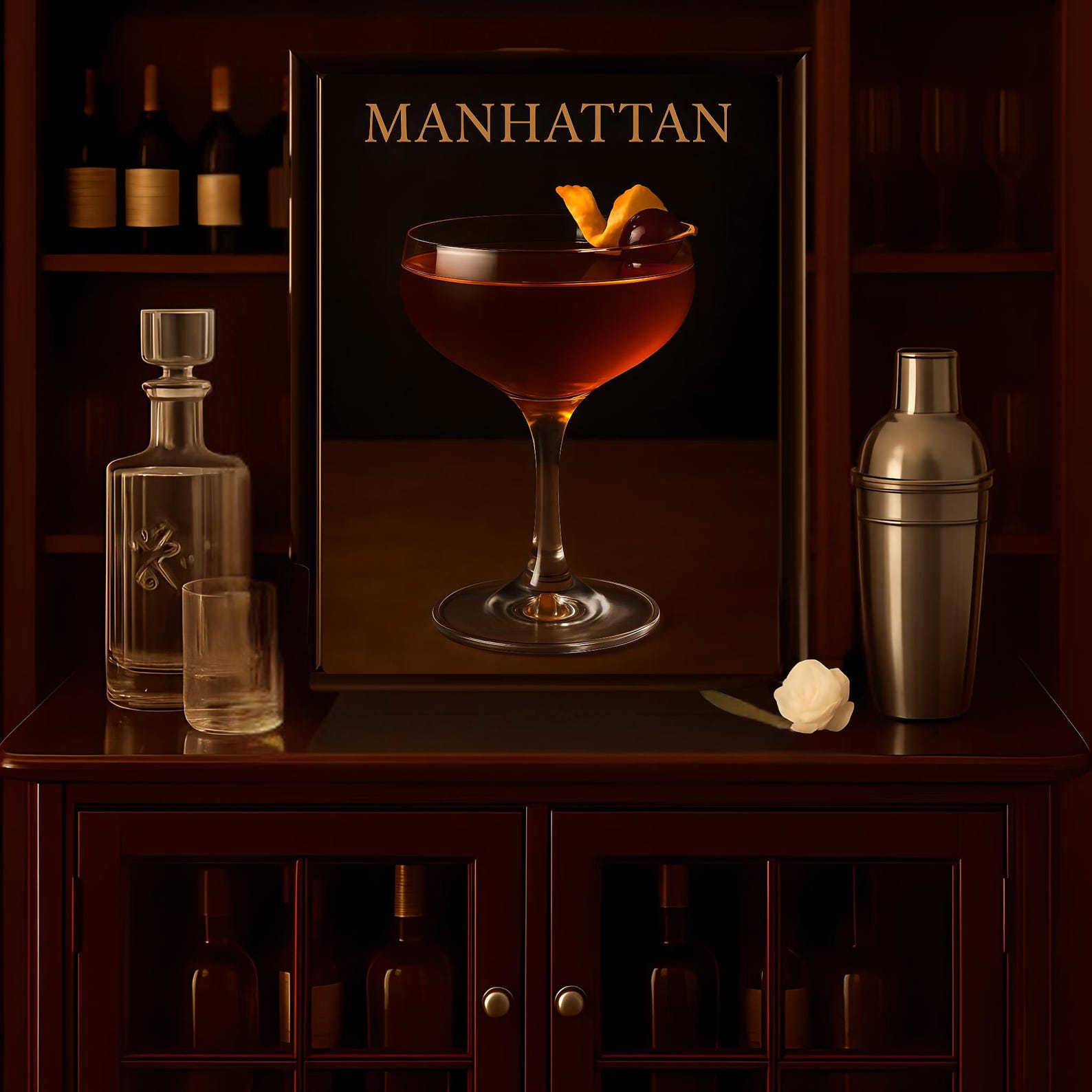 Elegant Manhattan Cocktail | Wall Art | Art Print | Home Decor ...
