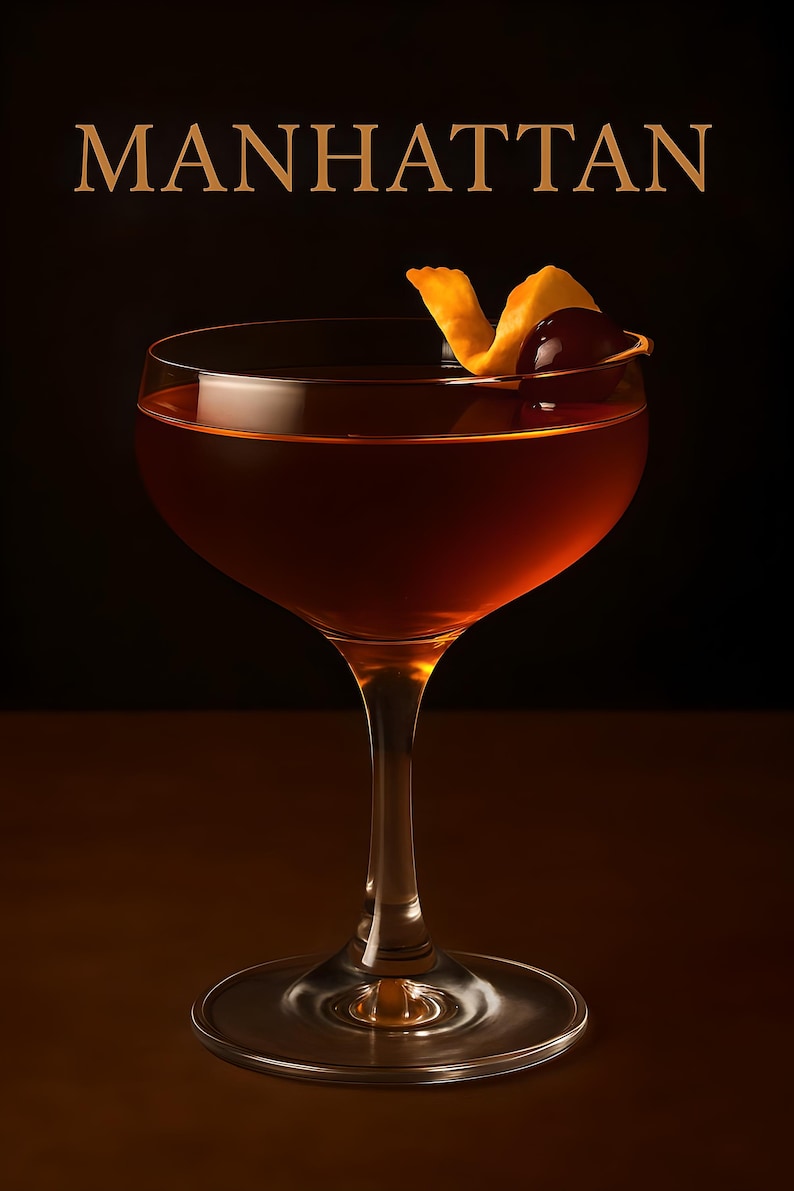 Elegant Manhattan Cocktail | Wall Art | Art Print | Home Decor ...