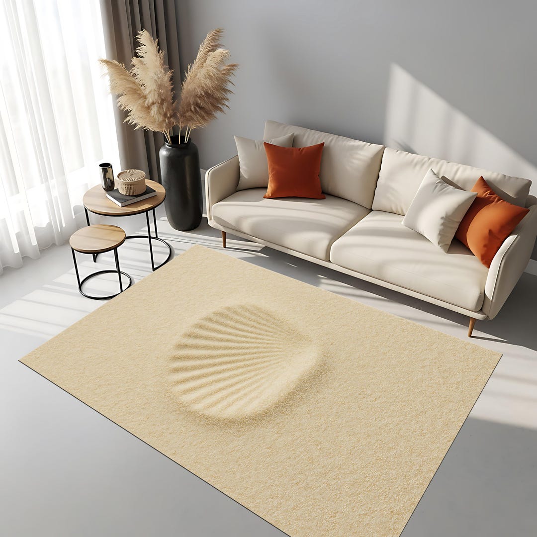 Beige Seashell Rug, Coastal Style Beach House Carpet, Starfish Sand ...