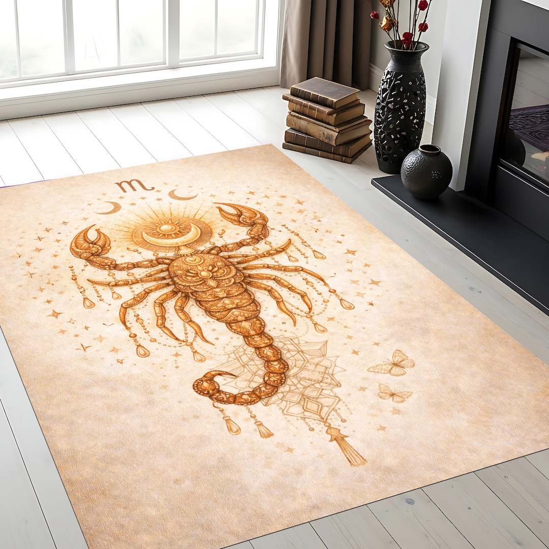 Scorpio Zodiac Area Rug, Astrology Scorpion Carpet, Celestial Boho ...