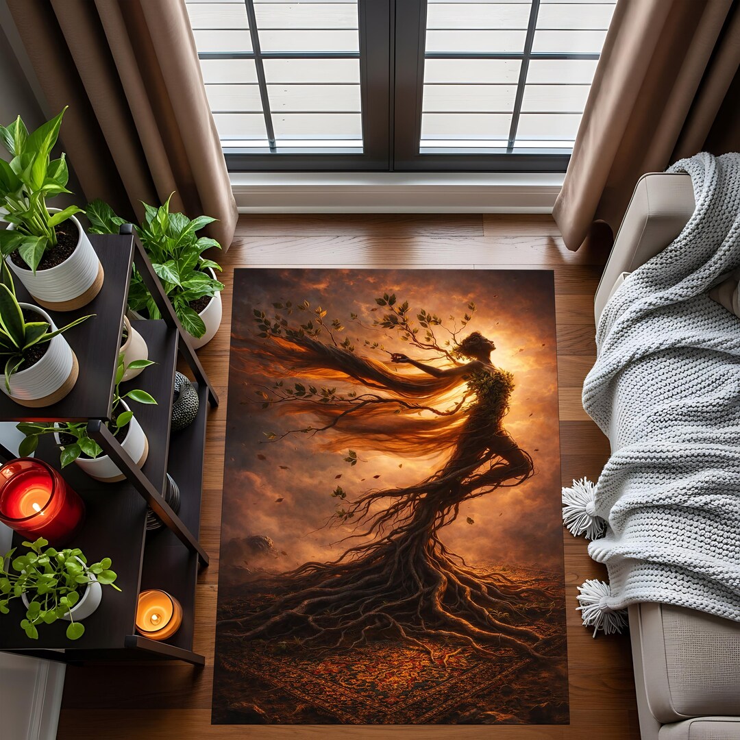 Tree of Life Goddess Rug, Mystical Earth Spirit Carpet - Etsy