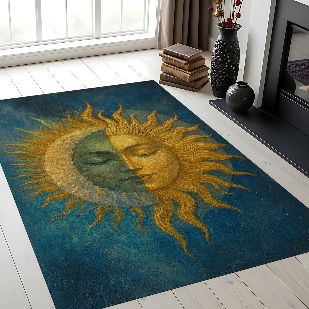 Celestial Sun and Moon Area Rug: Mystical Bohemian Home Decor - Etsy