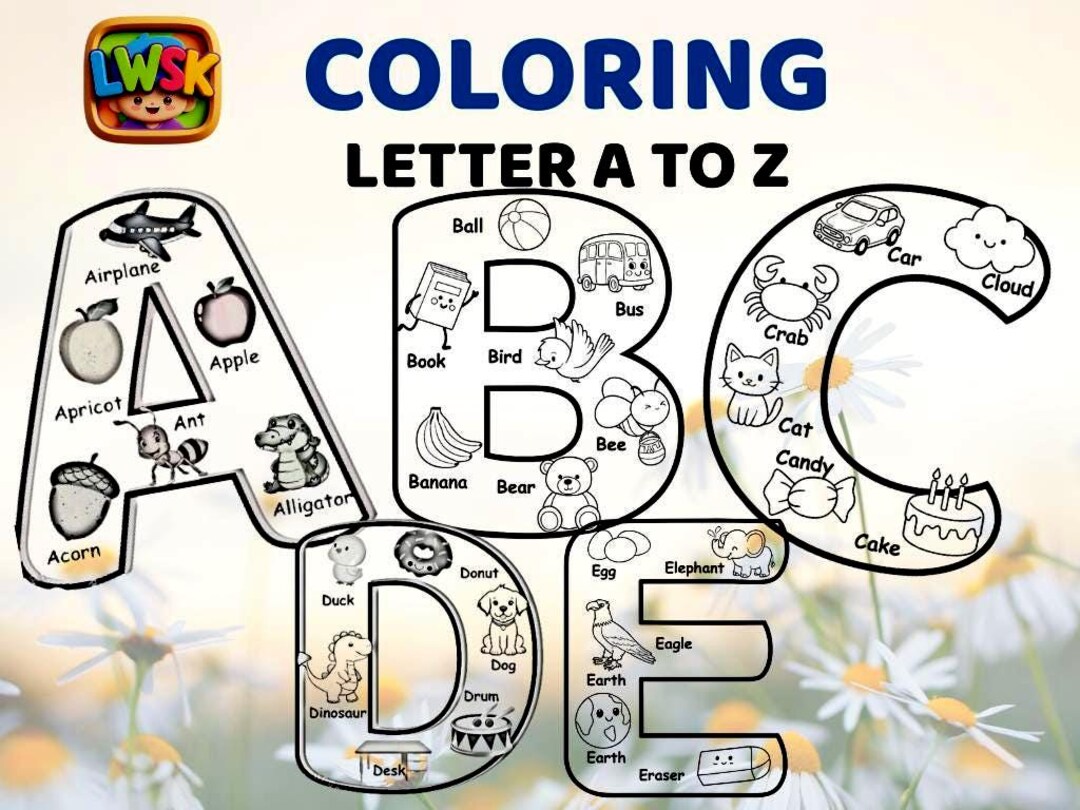 Alphabet Coloring Pages A-Z: Fun ABC Printable Worksheets (instant ...