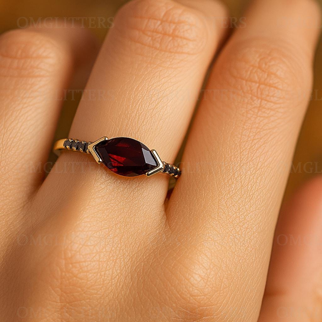 Garnet Ring ·january Birthstone Ring . Marquise Ring · 14k Gold Ring ...