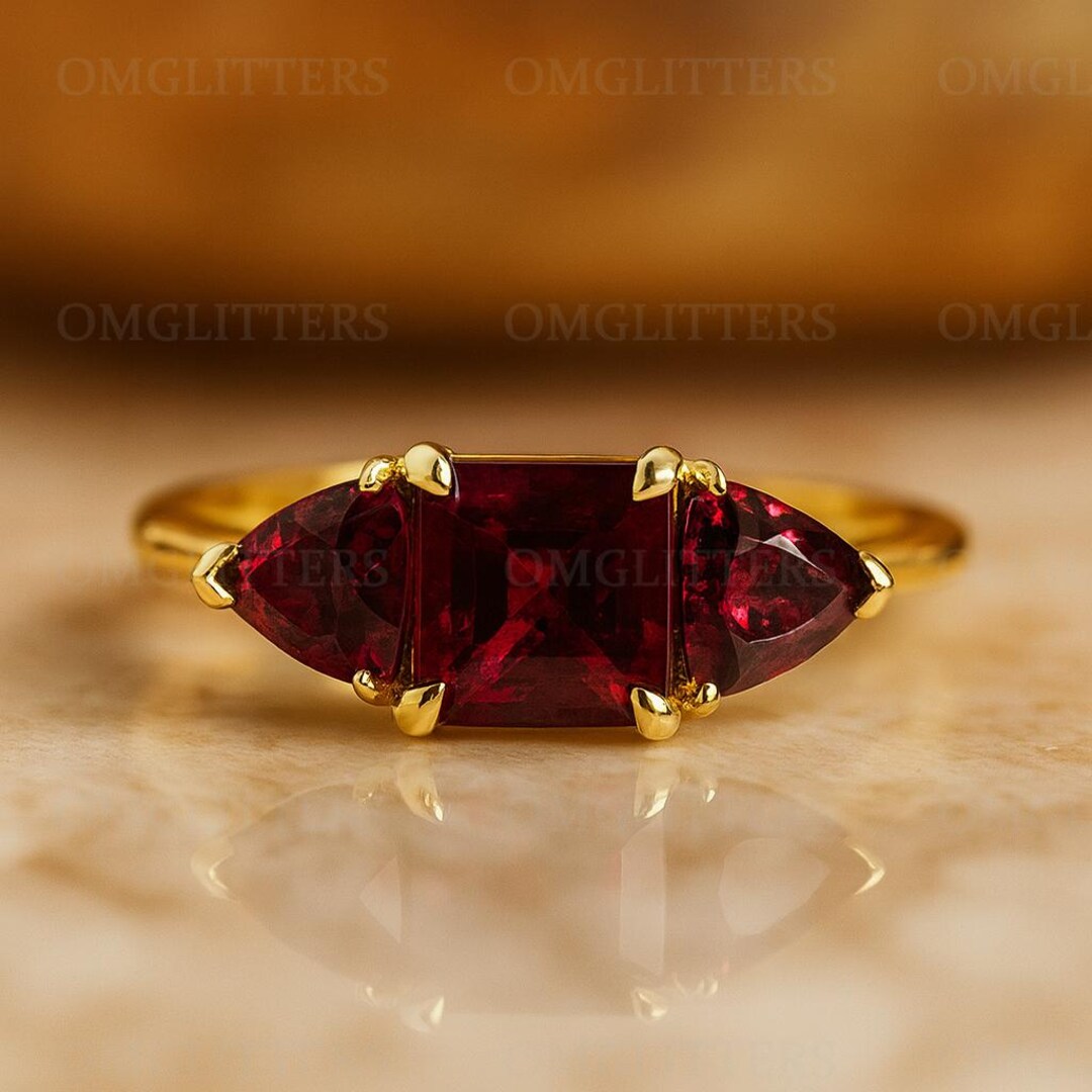 Square Garnet Ring · January Gemstone Ring · Princess Cut Garnet Ring ...