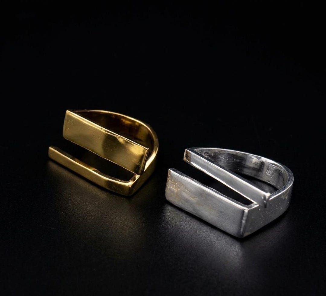 Geometric Open Ring-adjustable Gold Silver Ring, Minimalist Statement ...