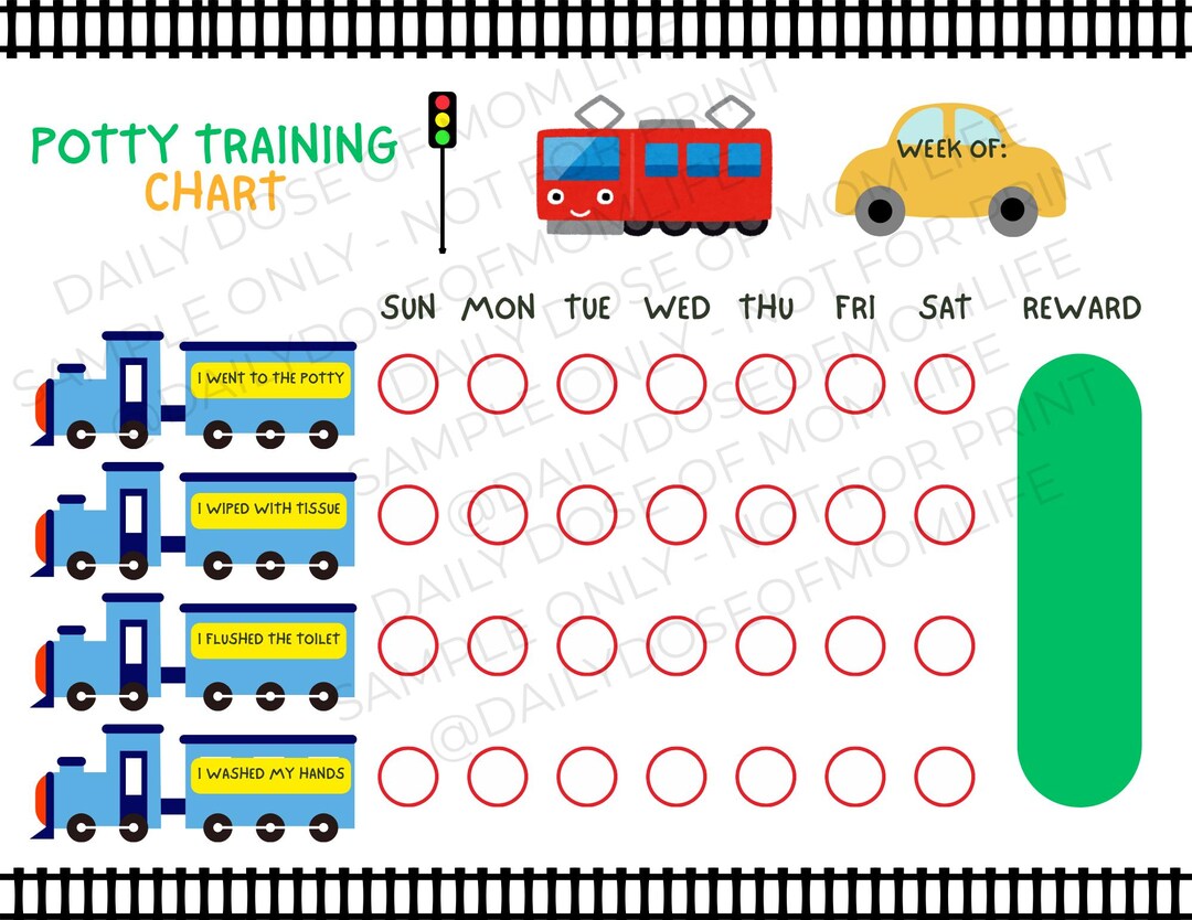 Train-themed Potty Training Chart for Boys - Weekly Toddler Toilet ...
