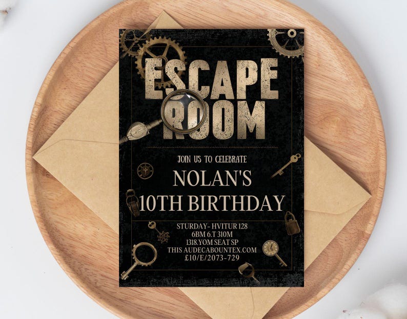 Editable Escape Room Birthday Invitation: Detective Game Night (CANVA ...