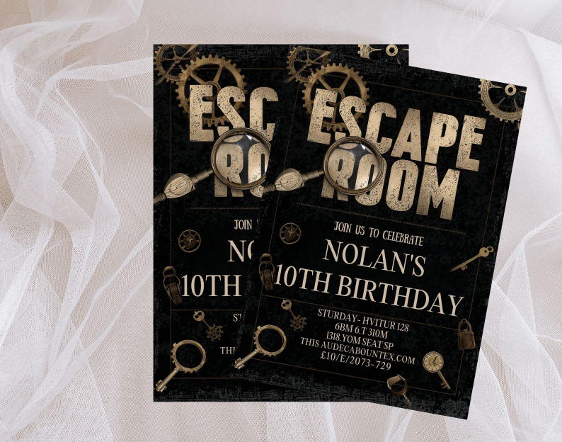 Editable Escape Room Birthday Invitation: Detective Game Night (CANVA ...