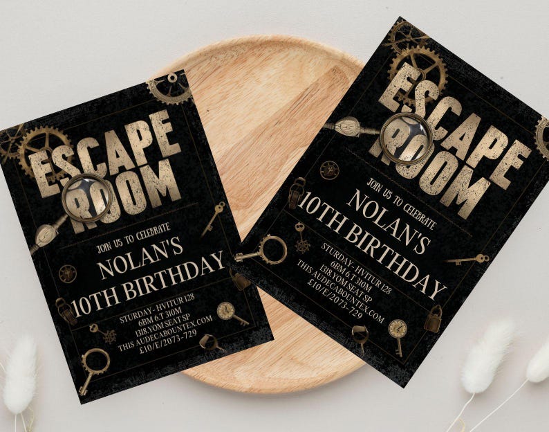 Editable Escape Room Birthday Invitation: Detective Game Night (CANVA ...