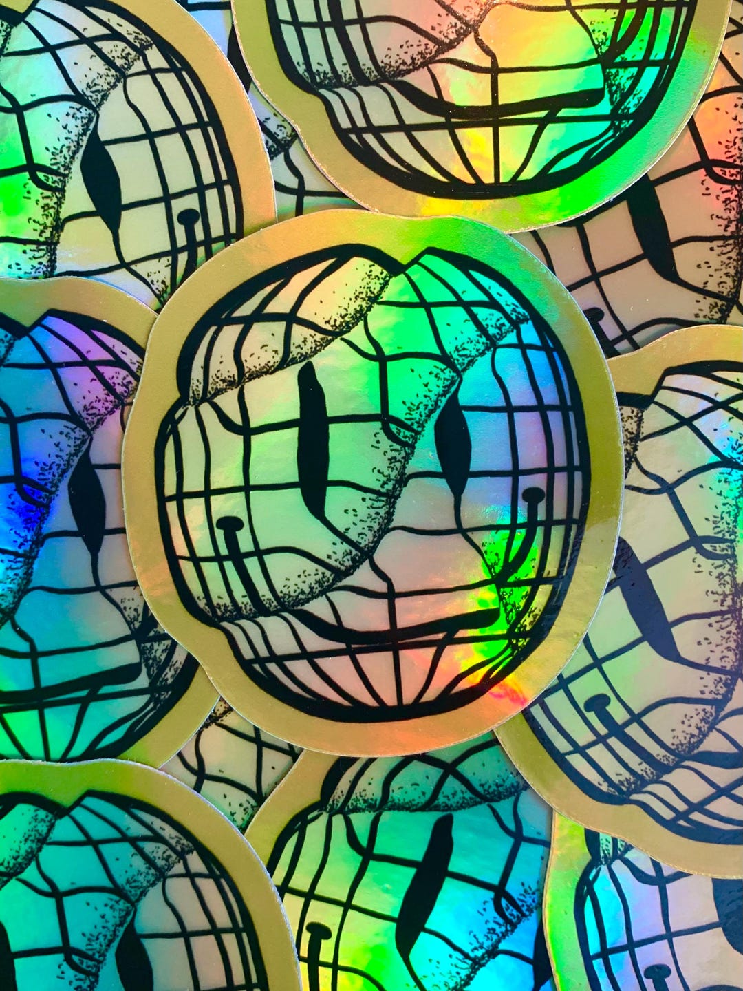 Holographic Smiley Face Vinyl Sticker: Waterproof Laptop Decal - Etsy