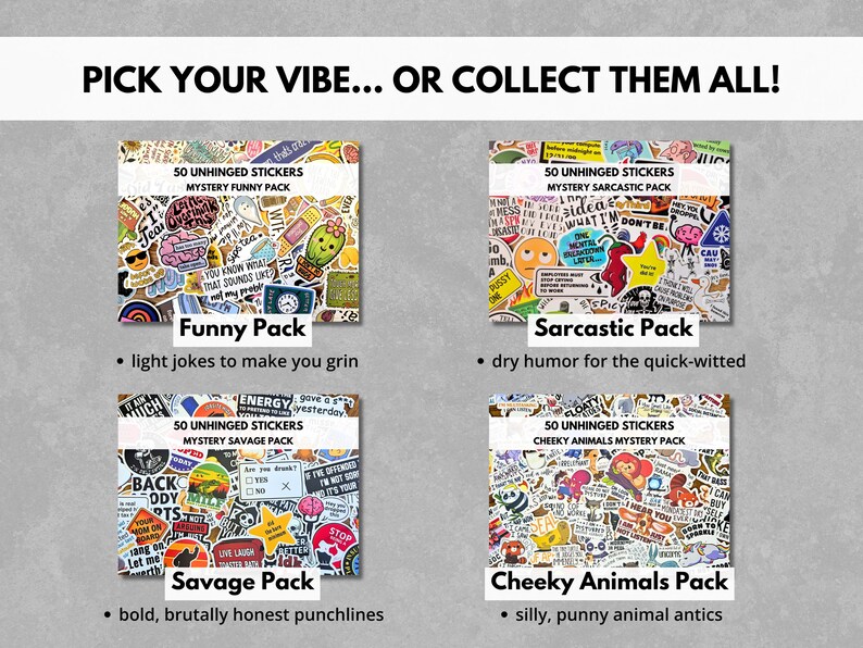 Funny Cheeky Animal Stickers | Silly & Punny Animal Antics | Waterproof ...