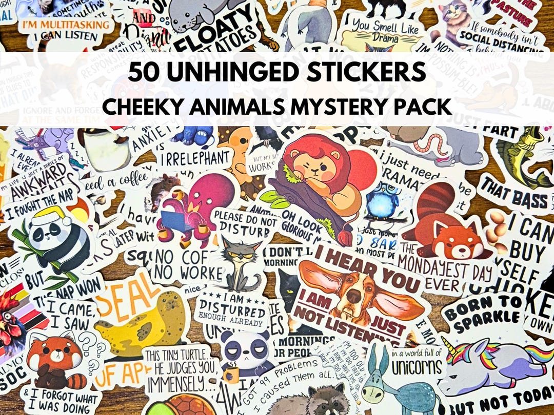 Funny Sarcastic Animal Stickers | Adult Humor Sticker Pack | Waterproof ...