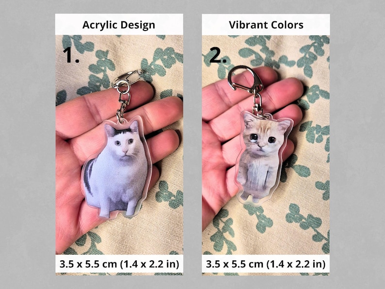 Cat Meme Tiktok Viral Funny Keychain | Cute Cats Gift Pendant Keyring ...