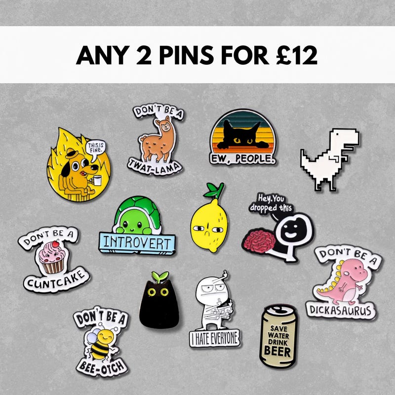 Witty Funny Pin Badges - Etsy UK