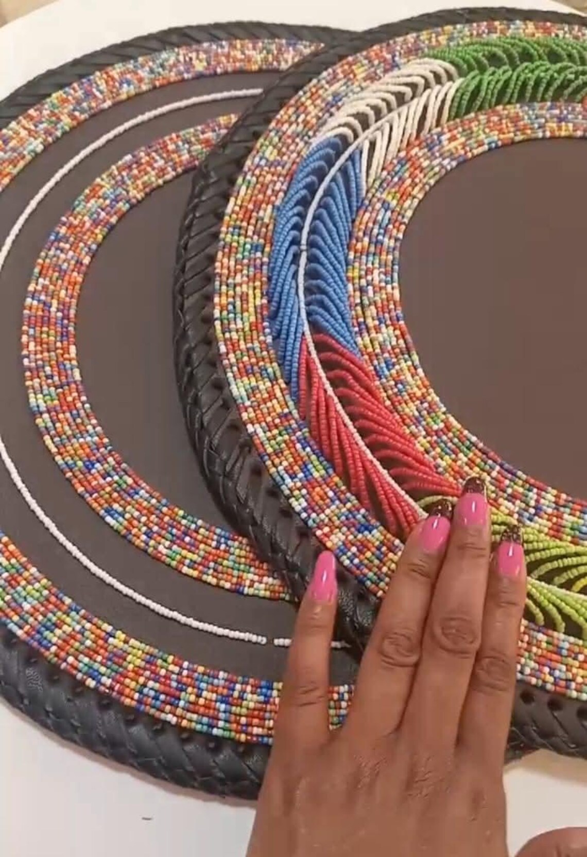 3 PCS Handmade Beaded Table Placemats With Leather – Elegant Dining ...