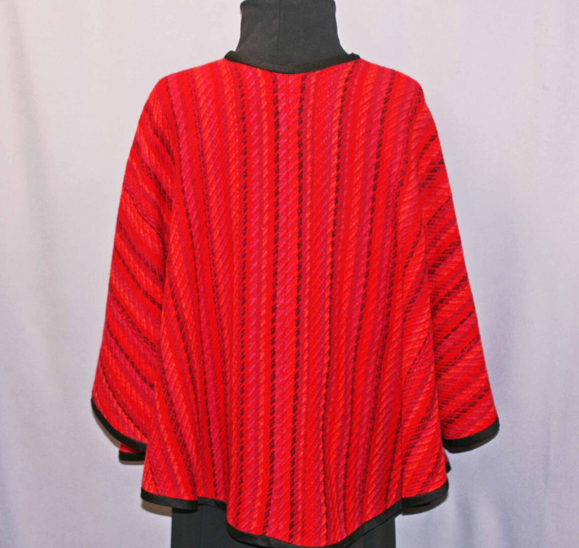 Red Wool Hand Woven Cape, Wool Cloak, Red Wool Wrap, Red Wool Poncho - Etsy