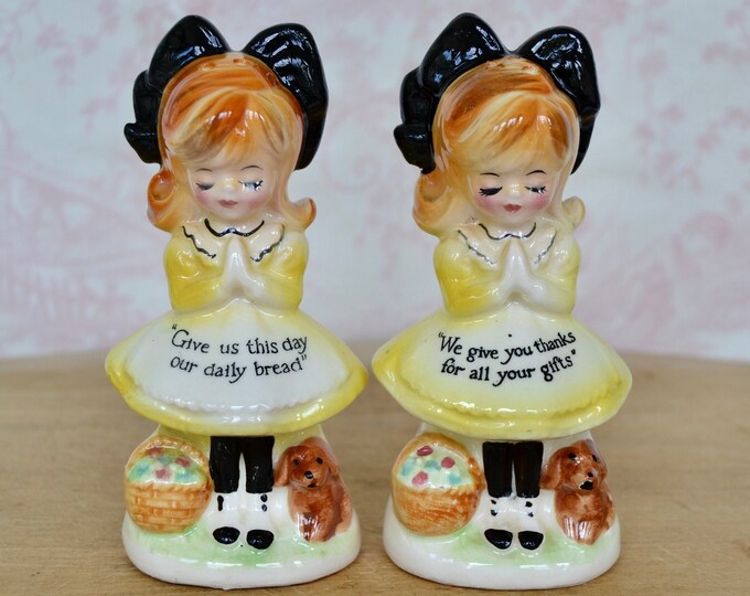 Vintage Daily Bread Praying Girls Salt and Pepper Shakers by - Etsy