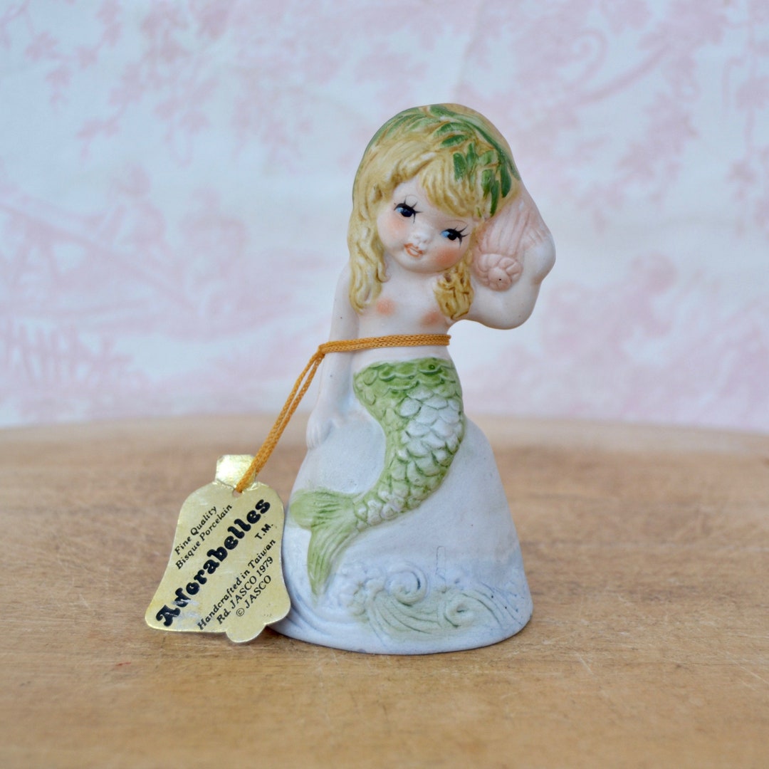 Vintage 1979 Bisque Ceramic Mermaid Bell Adorabelles by Jasco - Etsy