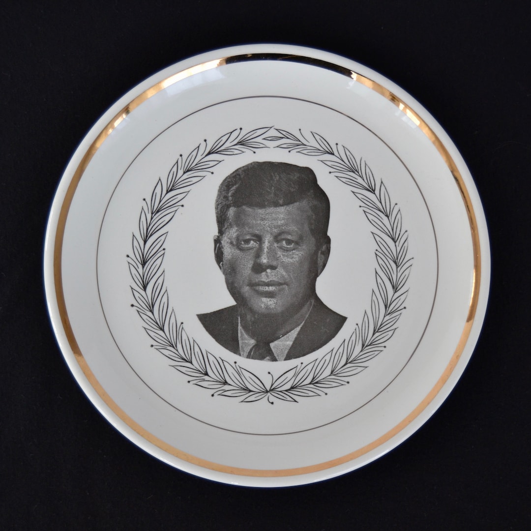 Vintage JFK in Memoriam Ceramic Plate With Gold Painted Rim - Etsy