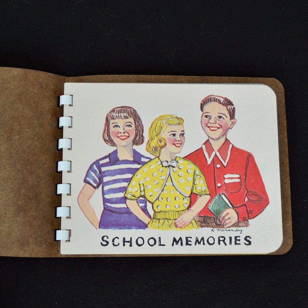 Vintage School Memories Small Spiral Bound Scrapbook With Blank Pages ...