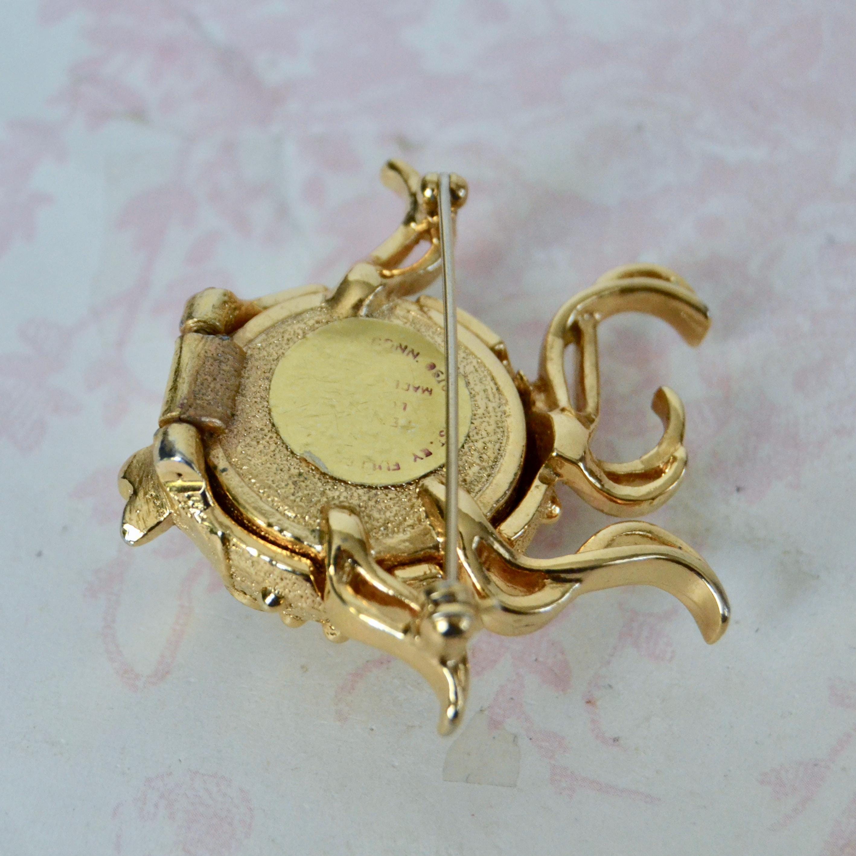 Vintage Perfume Brooch of Gold Tone Metal Puffer Fish by Fuller Brush ...