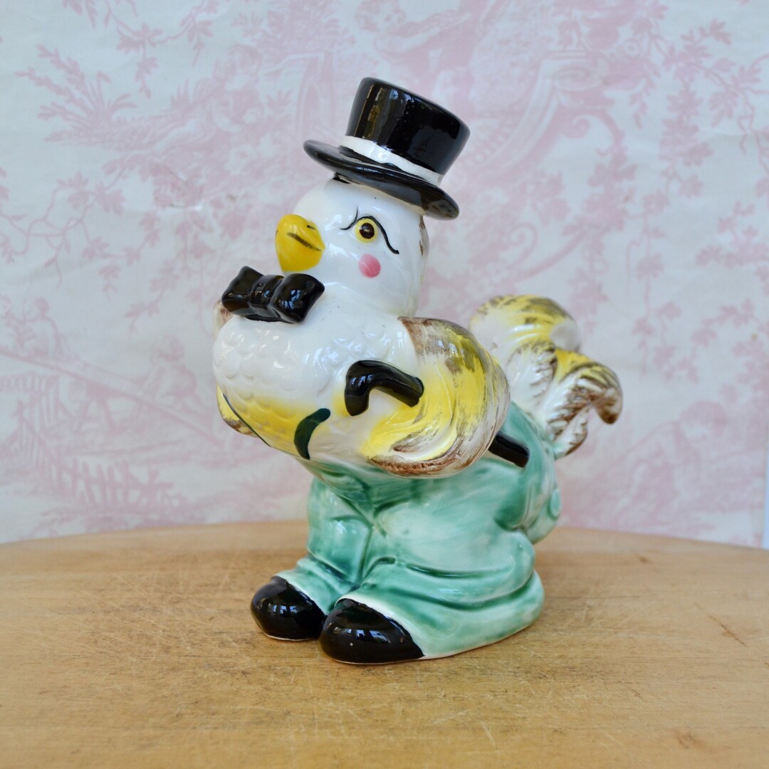 Vintage Dapper Rooster or Duck Planter Wearing Clothes and Bow Tie and ...